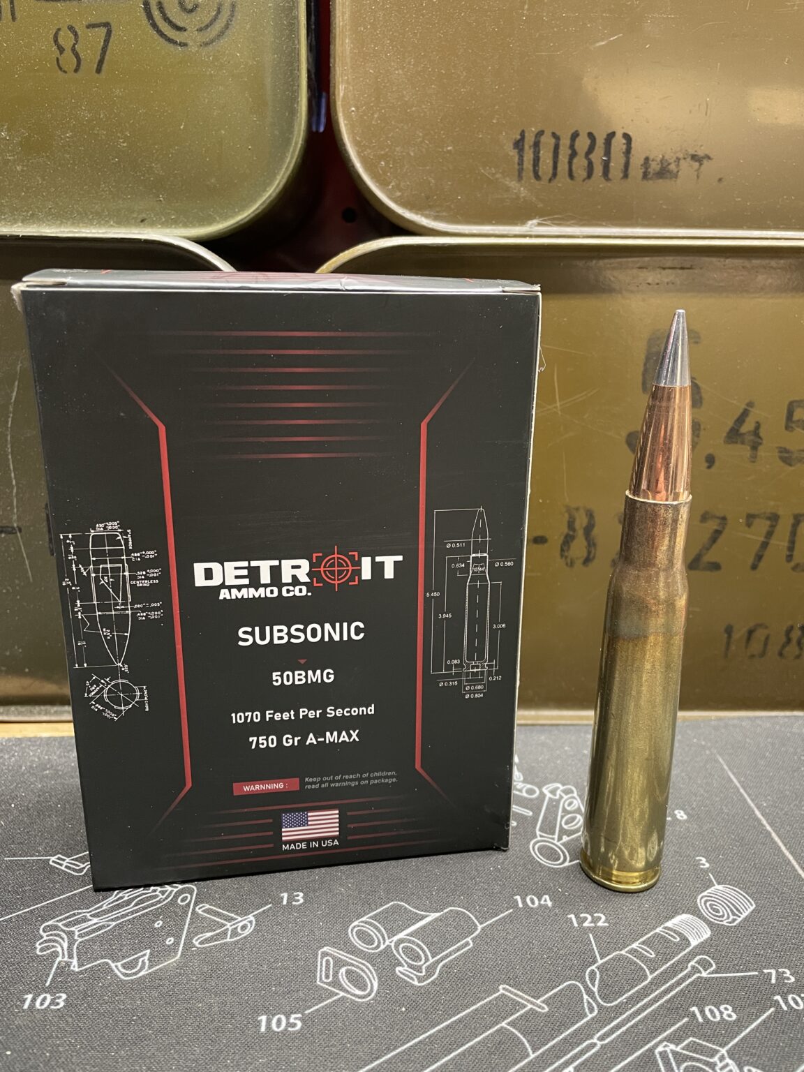 Subsonic .50 BMG Detroit Ammo Co. Rifle Ammo